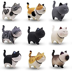 9 PCS Cute Miniature Cats Landscape Lovely Cats Figurines Fairy Home Garden Animals Kitten Adorable Cupcake Christmas Birthday Gift for Home Garden Decor Ornament Supplies