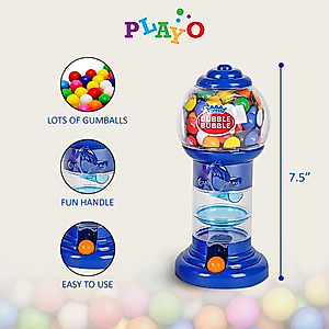 PlayO 7.5" Spiral Gumball Machine Toy - Spiral Style - Kids Twirling Style Candy Dispenser - Birthday Parties, Novelties, Party Favors & Supplies - Gumballs Included (Blue)