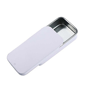 Mini Iron Box, Rectangular Storage Box Tinplate Push Case Portable Jewelry Container, Metal Candy Box Empty Tins Home Organizer(60x34x11mm,white)