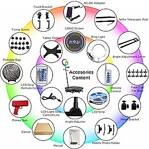 Sdpeia 360 Photo Booth Machine 45.3", for Parties, with Ring Light,Extendable Stand, Logo Customization,7 People Stand on Remote Control Automatic 360 Spin Camera Booth for Party Wedding Live Show