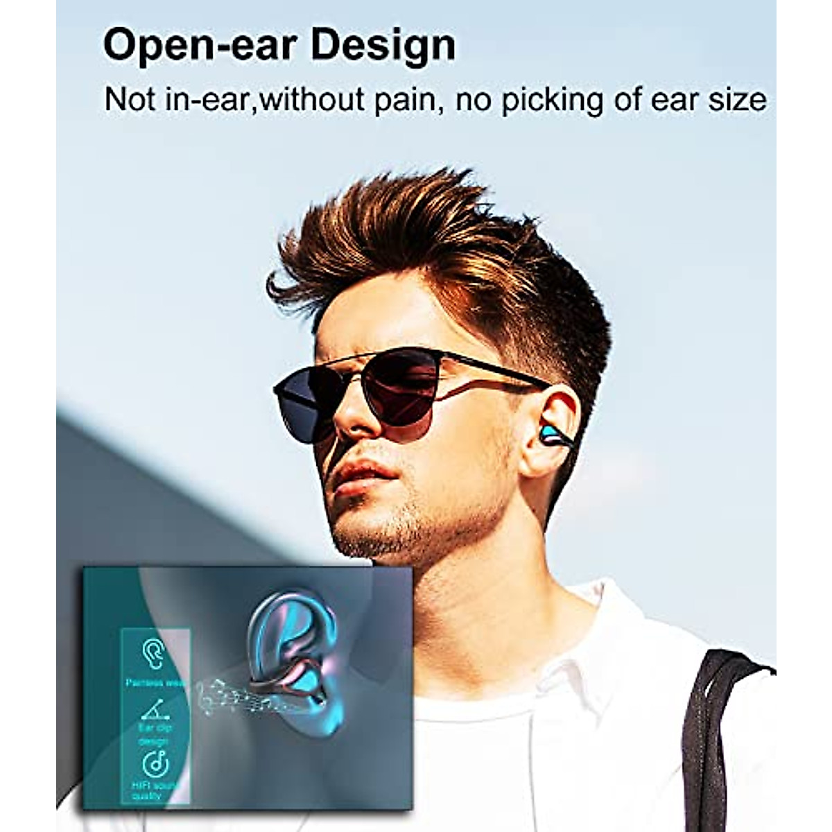 Single Bone Conduction Earbuds Open Ear Headphones Wireless Bluetooth Workout Headphones Open Ear Earbuds Sweat Resistant for Sports Running Headphones Exercise Around Mini Sport Open Earbuds, Black