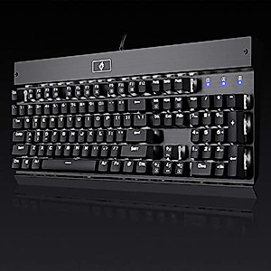 EagleTec KG010 Mechanical Keyboard Wired Ergonomic Brown Switches Equivalent for Office PC Home or Business (Black Keyboard White Backlit)