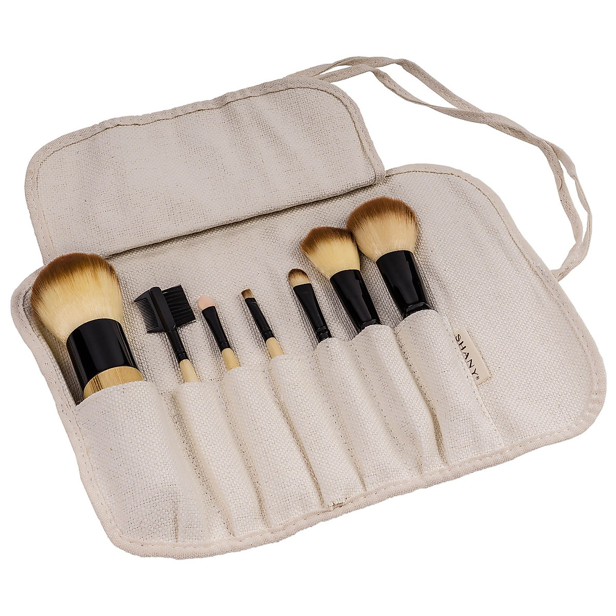 SHANY Bamboo Makeup Brush Set - Vegan Professional Makeup Brushes With Premium Synthetic Hair & Cotton Pouch for Easy Brush Storage - 7pc