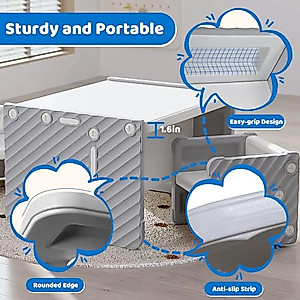 hoopyosms Kids' Table and 2 Chairs Set - Versatile Activity Table for Toddlers Children Learning, Play, Arts, Crafts and Creativity - Children's Furniture for Home, Grey