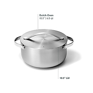 Caraway Stainless Steel Dutch Oven (4.5 Qt) - 5-Ply Stainless Steel - Oven Safe & Stovetop Agnostic - Non Toxic, PTFE & PFOA Free