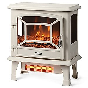 TURBRO Suburbs TS20 Electric Fireplace Infrared Heater, 20" Freestanding Stove with Realistic Dancing Flame Effect - CSA Certified - Overheating Safety Protection - Easy to Assemble - 1400W, Ivory