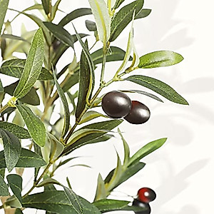 LYERSE Olive Tree 4ft(48") Fake Potted Olive Tree with Planter, Large Faux Olive Branches and Fruits Artificial Tree for Home Office Decor Indoor