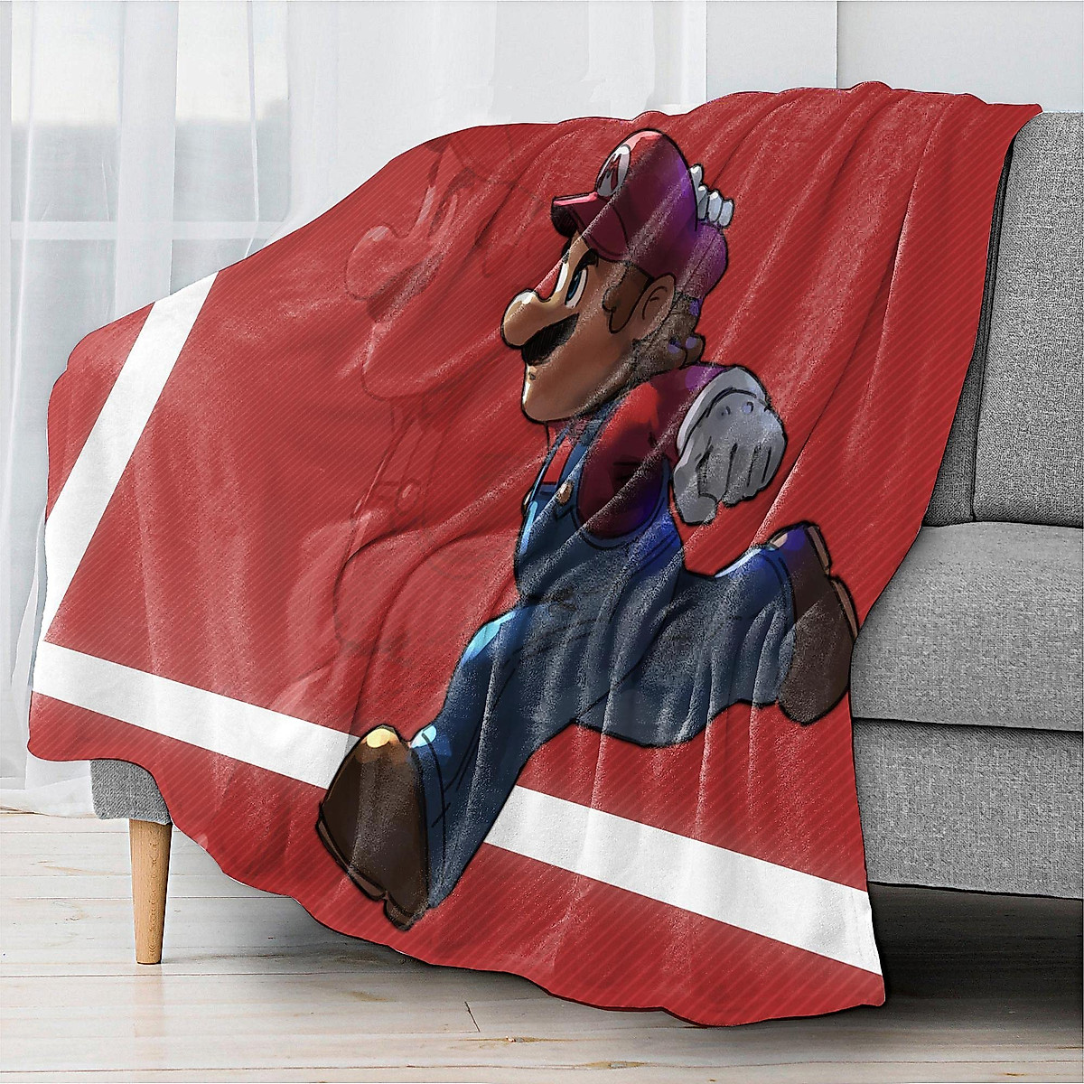 NICHIYOBI Redcap Beard Plumber Bros Game Flannel Blanket Kobayashi Tohru Kanna Lightweight Cozy Throw Blanket Warm Bed Blanket fit Sofa and Couch (04,Medium 60x50in)