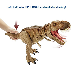 Mattel Jurassic World Epic Roarin’ Tyrannosaurus T Rex Large Action Figure, Primal Attack Feature & Sound, Realistic Shaking