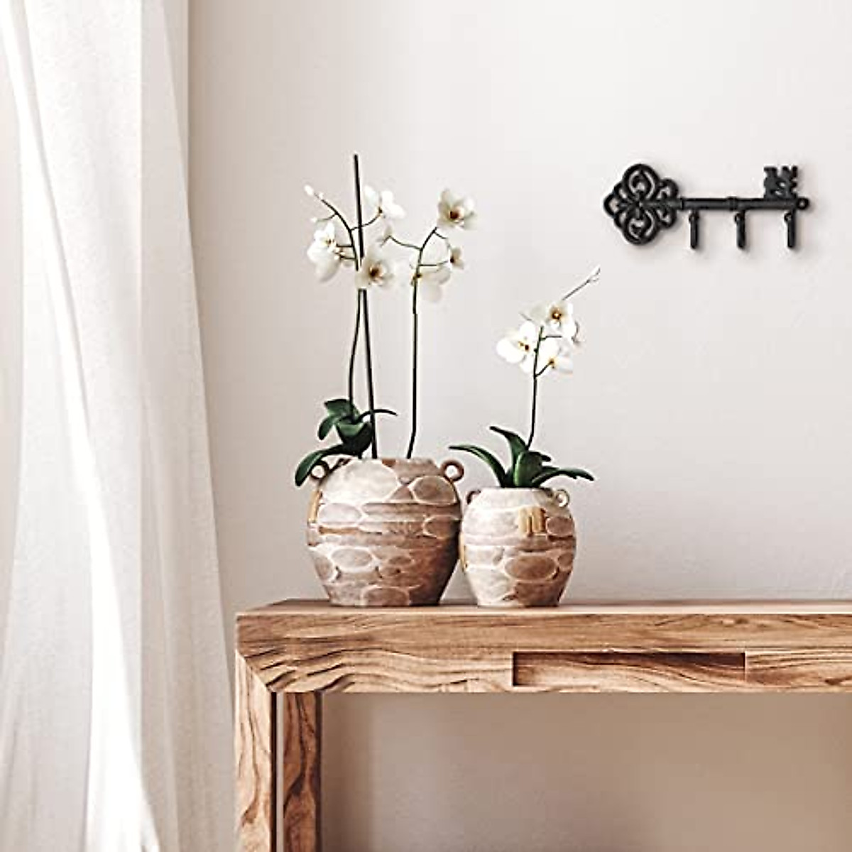 IRISVITA Key Holder for Wall Decorative, Antique Black Cast Iron Wall Key Holder, Rustic Key Hooks for Wall with 3 Hooks, 8.75 x 3.5 Inches with Gitable Packaging, Matching Screws and Anchors included