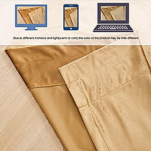 PRIMROSE Dark Golden Curtains 84 inch for Living Room Velvet Blackout Rod Pocket Window Drapes Treatment Semi Room Darkening Decor Curtains for Bedroom Set of 2 Panels