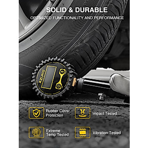 AZUNO Digital Tire Inflator with Pressure Gauge, 200 PSI, Heavy Duty Air Compressor Accessories, w/Rubber Hose Lock on Air Chuck and Quick Connect Coupler