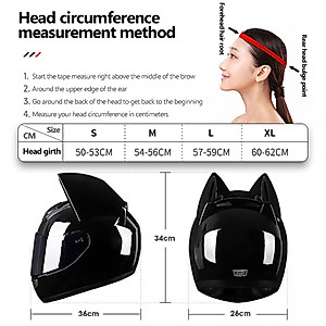 Modular Bluetooth Motocross Couple Helmet Personalized Cool Cat Ear Flip up Electric Motorcycle Full Face Helmets with Visor, DOT Certified Adult Men Women Racing Crash ATV Street Helmet -F-Large
