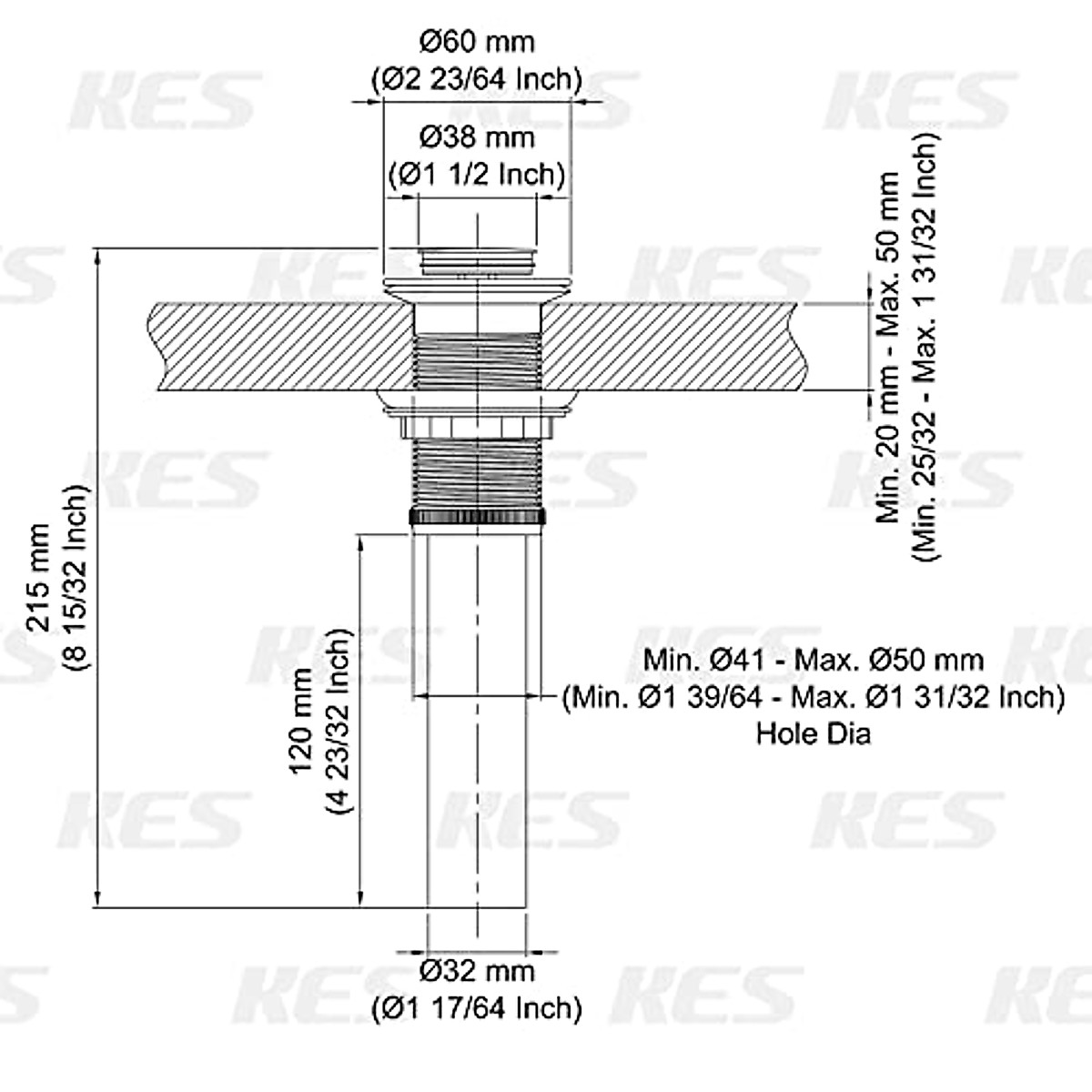 KES Bathroom Sink Drain without Overflow Pop Up Drain Assembly Vessel Sink Stopper Matt Black, S2007D-BK