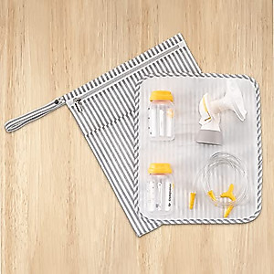 BABEYER Wet Dry Bag for Breast Pump Parts Storage, Waterproof Pump Parts Bag with Place Mat for Moms Pumping at Work-Straps