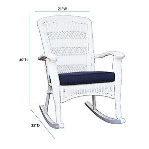 Tortuga Outdoor 3 Piece Portside Plantation Rocking Chair rockers with 1 side table (Set of 2), White Coastal