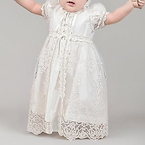 Glamulice White Baby Girl Party Dress Christening Baptism Dresses Lace Princess Bow Formal Gown 0-6 Infant Birthday Wedding Pageant Outfit Newborn Girls Church Holiday Photo Shoot Gowns Outfits 3M