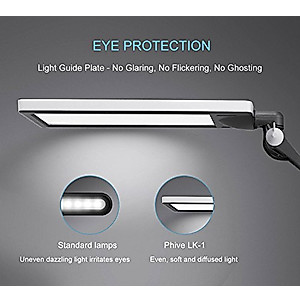 PHIVE LK-1 Metal Architect Swing Arm LED Desk Lamp / Table Lamp with Clamp (Eye-Care Technology, Dimmable, 6-Level Dimmer / 4 Lighting Modes with Touch Control, Memory Function) Task Light