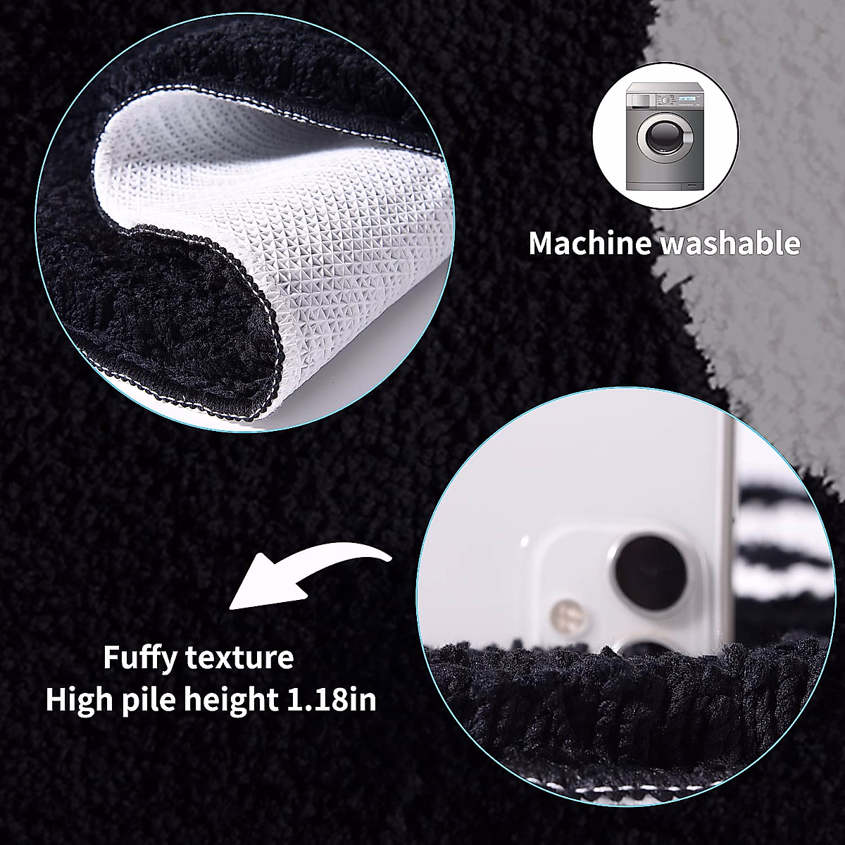 colorthesports 8 Ball Rug, 24" Black Round Rug Billiard Pool 8 Ball Carpet, Non-Slip Flocking Floor Area Rug for Living Room Decor, Alt Room Decor Soft Doormat for Bedroom