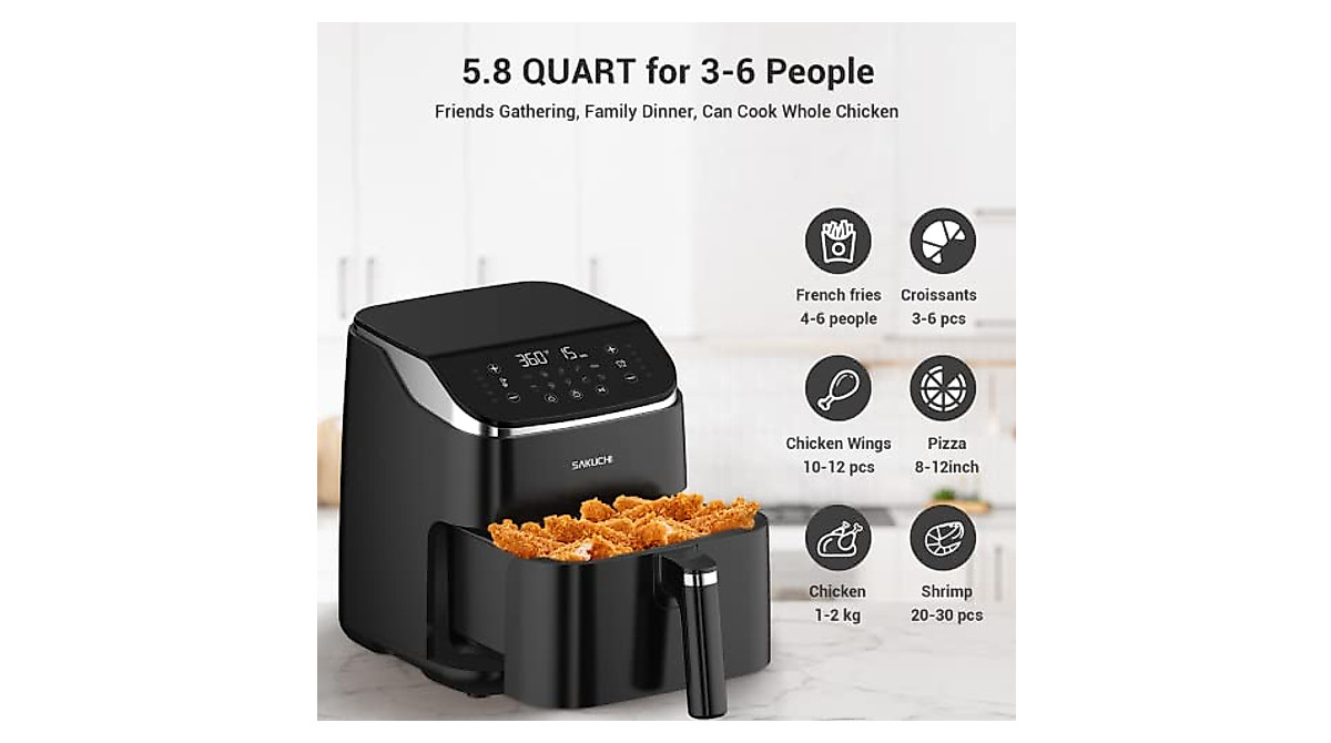 Sakuchi 5.8Qt Air Fryer - 10-in-1 Digital Cooker