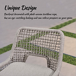 PURPLE LEAF Bar Stools Set of 2 Bar Height Metal Bar Chairs with Back Modern Tall Comfy Wicker Woven Boho Garden Pool Patio Outdoor Barstools