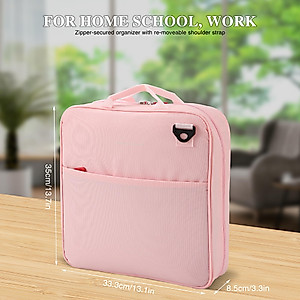 GXaryFulin Zipper Binder with Shoulder Strap & Handle, 3 O-Ring Binder for Office & School Supplies, Pink