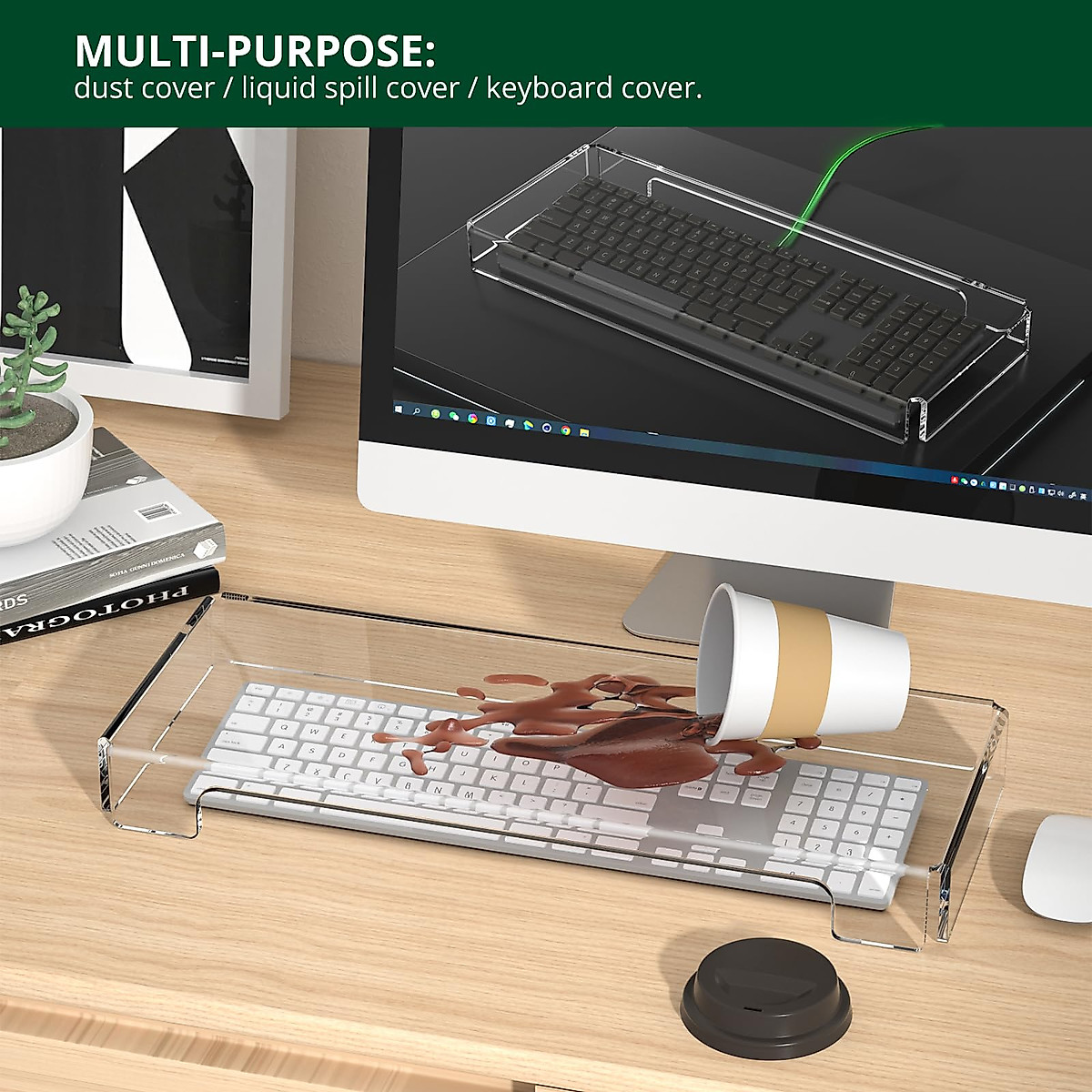 BOSSCASA Acrylic Computer Keyboard Cover, Mechanical Keyboard Dust Cover PC Keyboard Cat Protector, Cat Keyboard Protector (1 Pack, Clear)