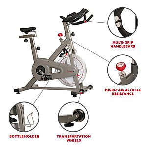 Sunny Health & Fitness Synergy Pro Magnetic Indoor Cycling Bike - SF-B1851 Silver