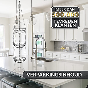 Chefarone Hanging Fruit Basket and Vegetable Basket - 3 Tier Hanging Storage Rack (Black)