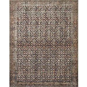 Amber Lewis x Loloi Billie Collection BIL-01 Ink / Salmon, Traditional 7'-6" x 9'-6" Area Rug