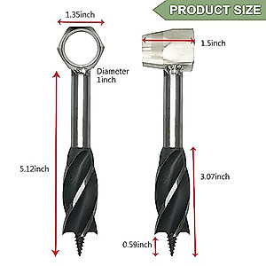 Bushcraft Hand Auger Wrench, Upgraded Hexagon Scotch Eye Wood Auger for Camping, Embedded Welding Settlers Tool- Portable Survival Hand Settlers Wrench Drill Bit Set by MinliGUY Tool