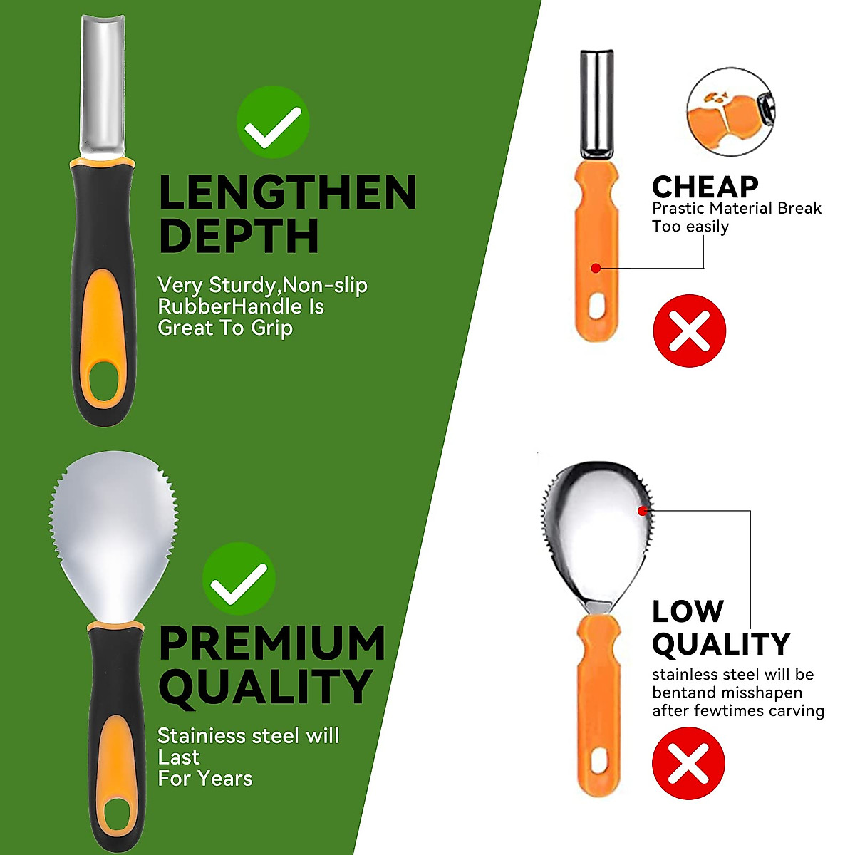 YUET Halloween Pumpkin Carving Kit, 5PCS Professional Sculpting Tools Carving Set, Heavy Duty Stainless Steel, with Carrying Bag, for Adults Or Kids, Halloween Decorations Jack-O-Lanterns (Black)