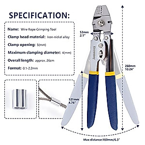 Knoweasy Wire Rope Crimping Tool - Swager and Crimper for Fishing Lines and Aluminum Crimping Loop Sleeves up to 2.2mm, Ideal Wire Rope Crimpr for Cable Crimping and Swaging Projects
