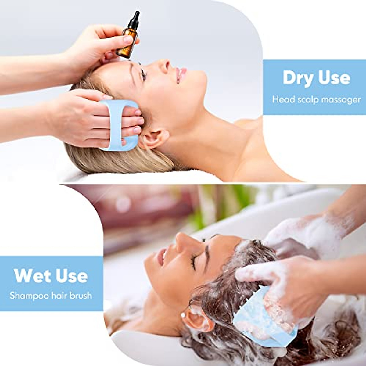 Bsisme Hair Scalp Massager Shampoo Brush, Scalp Care Hair Brush with Soft Silicone Bristles for Dandruff Removal and Hair Growth, Shower Hair Scalp Scrubber for Wet Dry Men Women Kids Pets Hair, Blue