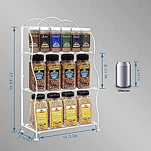 TOBEFORT Spice Rack Organizer for Cabinet, 3-Tier Expandable Countertop Seasoning Rack, Bottle Organizer and Storage for Bathroom Home Kitchen Pantry and Office, Metal, White