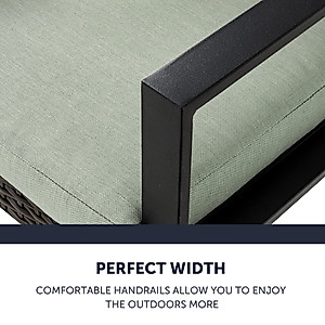 HAPPATIO Outdoor Wicker Chair,All-Weather Wicker Rattan Patio Dining Chair with Removable Cushions,Set of 6 for Outdoor Lawn Garden Backyard (Green)