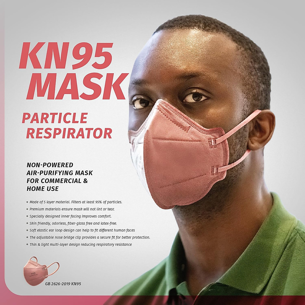 PLANET HALO Kingfa Color KN95 Mask - Pack of 10 Pink 2nd Generation - Large 5-Ply Protective Layers - Unisex Adult KN95 Face Mask GB2626-2019 New Standard