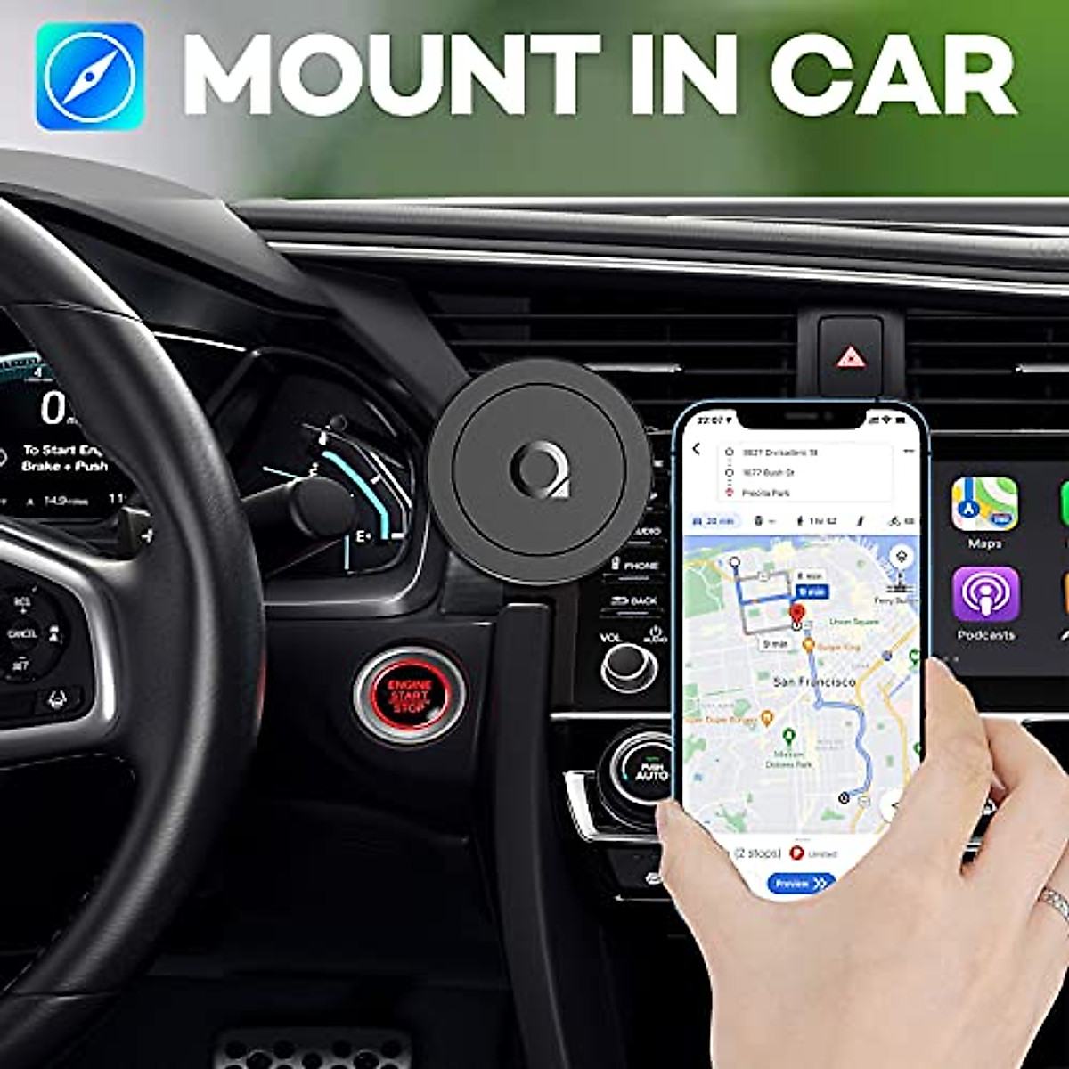 Quarble Sticky Magnetic Phone Mount Compatible with Magsafe Case iPhone 14 13 12 Pro Max Mini Car Mount and Wall Mount