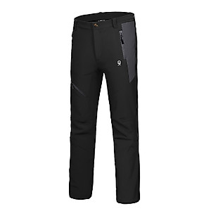 Little Donkey Andy Men’s Winter Hiking Ski Snow Pants, Softshell Insulated Pants, Fleece Lined, Water Repellant Black Size XXL