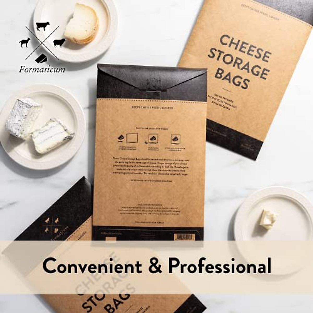 Formaticum Cheese Storage Bags - Wax Paper Bags to Keep Cheese or Charcuterie Fresh - Professional Grade Cheese Paper for Wrapping Cheese - Porous Brown Paper Bags From France - 6.25 x 11 (15 Pack)