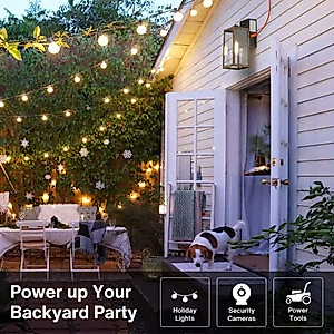 Lintem Porch Lights with GFCI Outlet, Industrial Outdoor Wall Mount Light Fixture Exterior with Rustic Wood Finish Dusk to Dawn Waterproof Wall Lantern for House Garage Doorway, Bulb Not Included