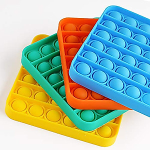 NiHealth Fidget Pack 4-Pack Push Pop Bubble Fidget Sensory Toy, Fidget Toys for Stress Anxiety Relief, Bubble Popper Fidget Toy, Silicone Squeeze Toy for Kids Adults (4 Colors Square)