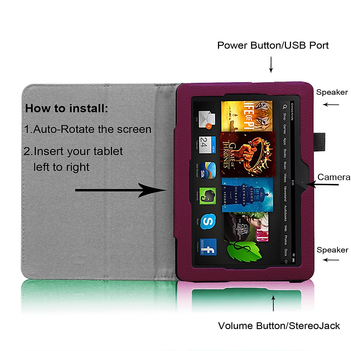 Fintie Folio Case for Fire HDX 7 - Slim Fit Leather Standing Protective Cover with Auto Sleep/Wake (will only fit Kindle Fire HDX 7" 2013), Purple