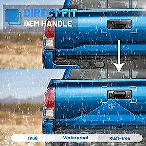 EWAY Tailgate Handle Backup Camera for Toyota Tundra 2007-2013 Reversing Camera Tailgate Liftgate Latch Handle with Rear View Camera Replacement Kit Replaces# 69090-0C051, 690900C051, 81214, TO1915119