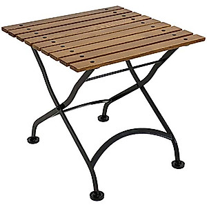 Sunnydaze European Chestnut Wood Folding Square Side Table - Small Indoor/Outdoor Table - Ideal for Patio, Balcony or Living Spaces - 20-Inch Square - Brown