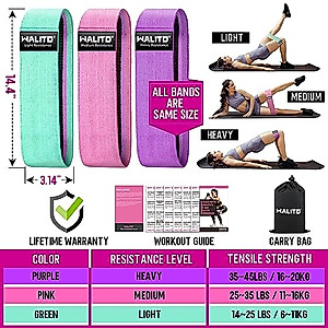 WALITO Resistance Bands for Legs and Butt, Fabric Exercise Loop Bands Yoga, Pilates, Rehab, Fitness and Home Workout, Strength Bands for Booty