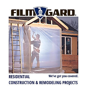 Film-Gard 626033 Construction Plastic Sheeting 10' Width X 100' Length X 6 mil Thick, Clear, 1 Count