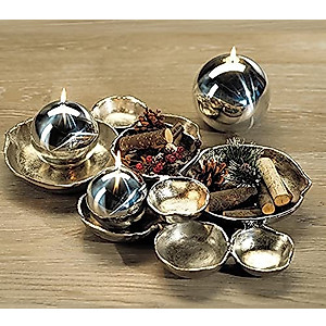 Zodax Cluster of 9 Round Serving Bowls Nickel Base 19" x 12" x 2.5"