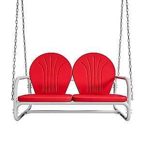 Live Casual Retro Metal Porch Swing (Red)