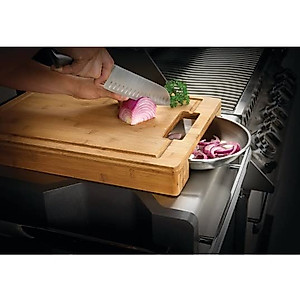 Napoleon PRO Bamboo Cutting Board with Stainless Steel Bowls 70012 Naturally Cutting Board with Two Stainless Steel Bowls, Chopping and Carving Meat